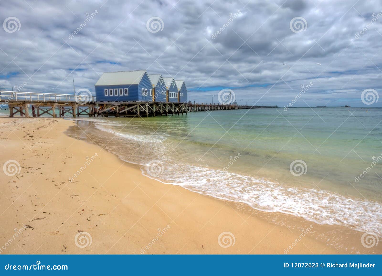 Blue buildings on Jetty stock image. Image of pier, clouds - 12072623