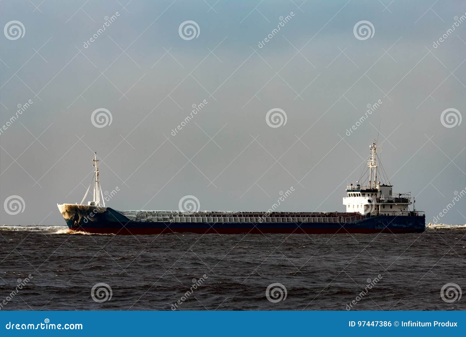 Blue cargo ship stock photo. Image of water, marine, import - 97447386