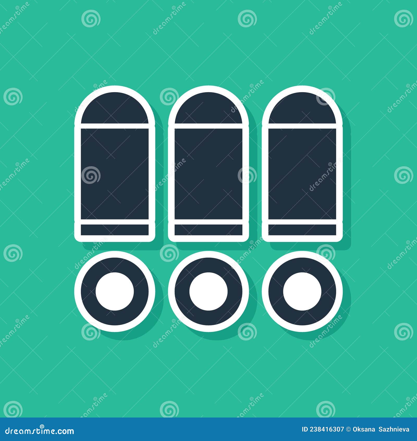 Blue Bullet Icon Isolated on Green Background. Vector Stock Vector ...