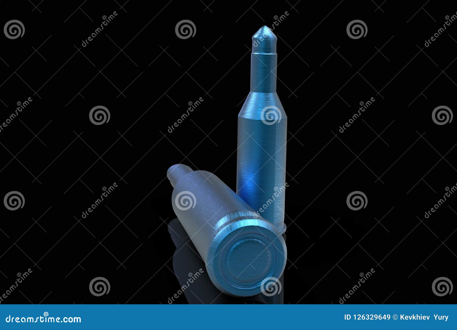 Blue Bullets 3D render stock illustration. Illustration of bullet ...