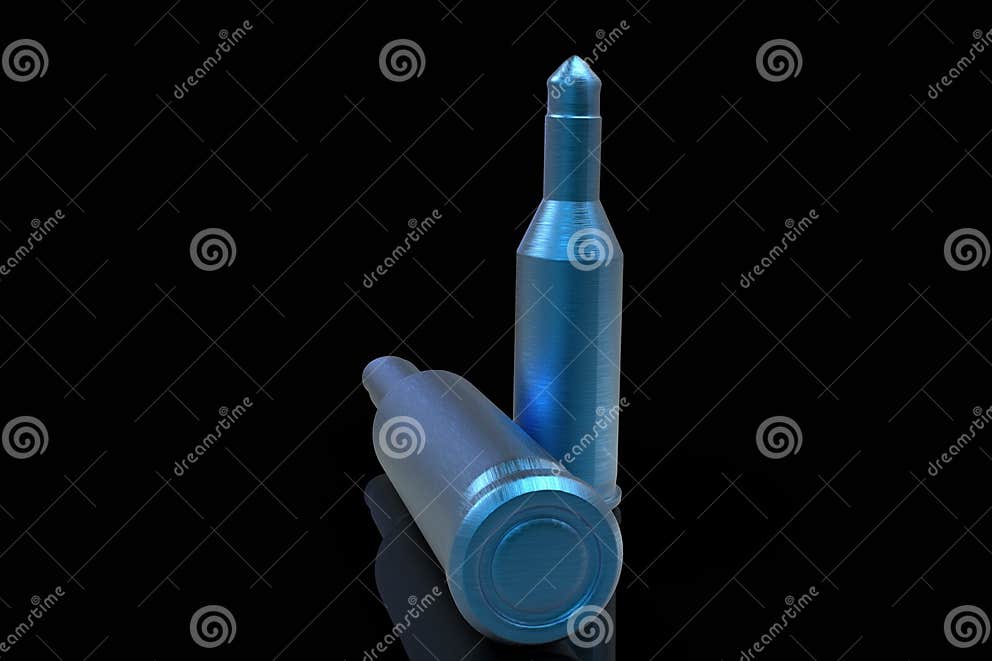 Blue Bullets 3D render stock illustration. Illustration of bullet ...