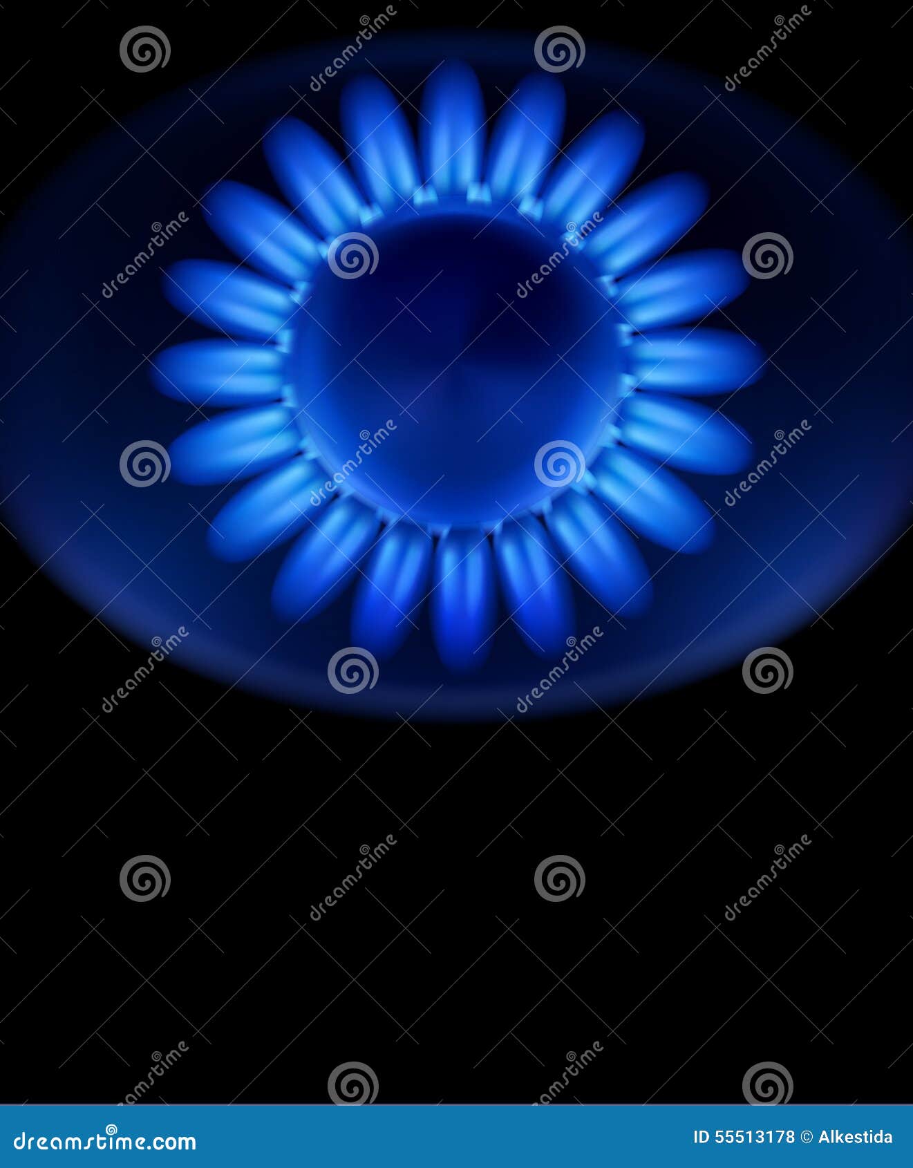 Blue burning gas gas stove stock vector. Illustration of bright - 55513178