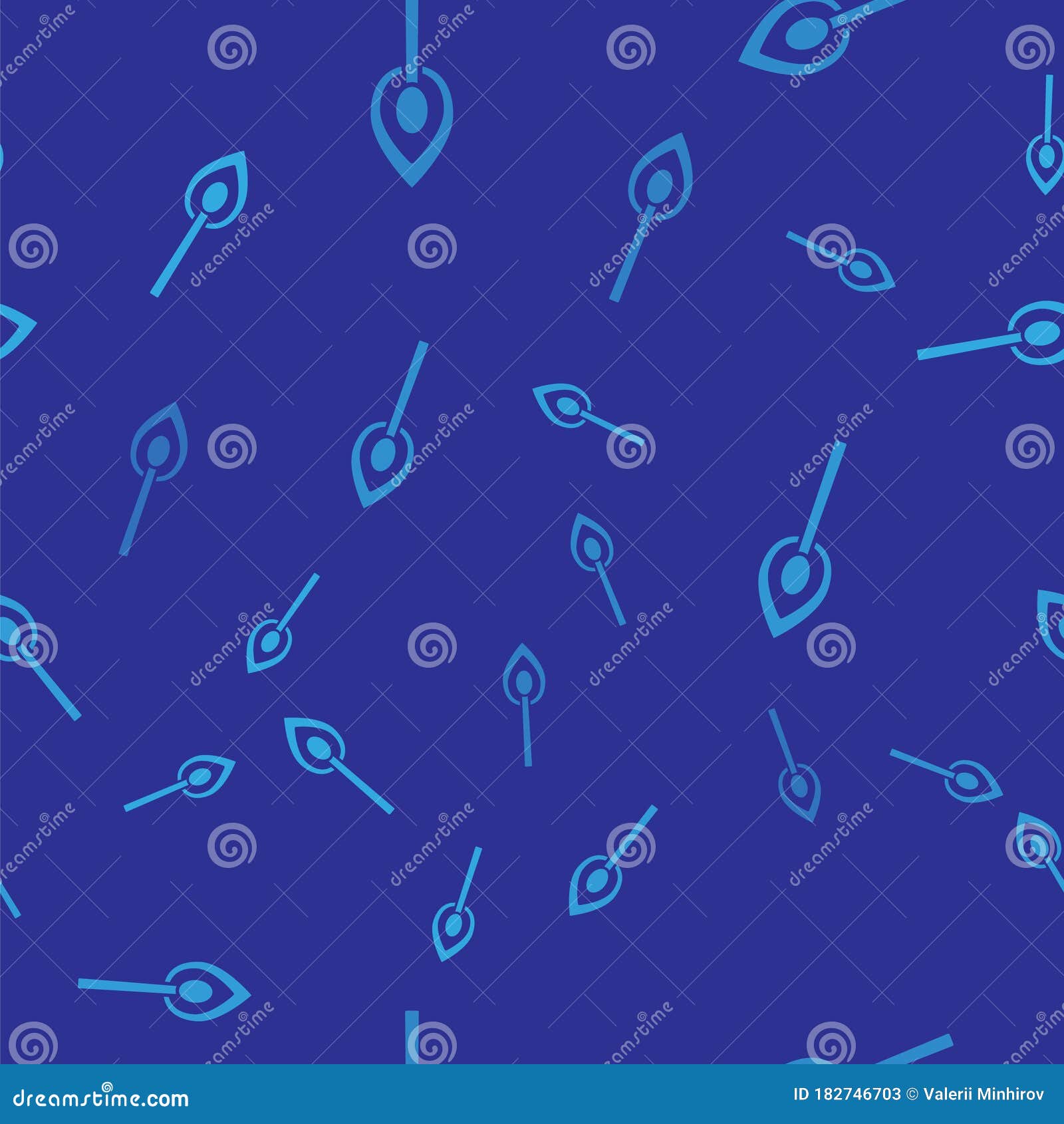 Blue Burning Match with Fire Icon Seamless Pattern on Blue Background ...