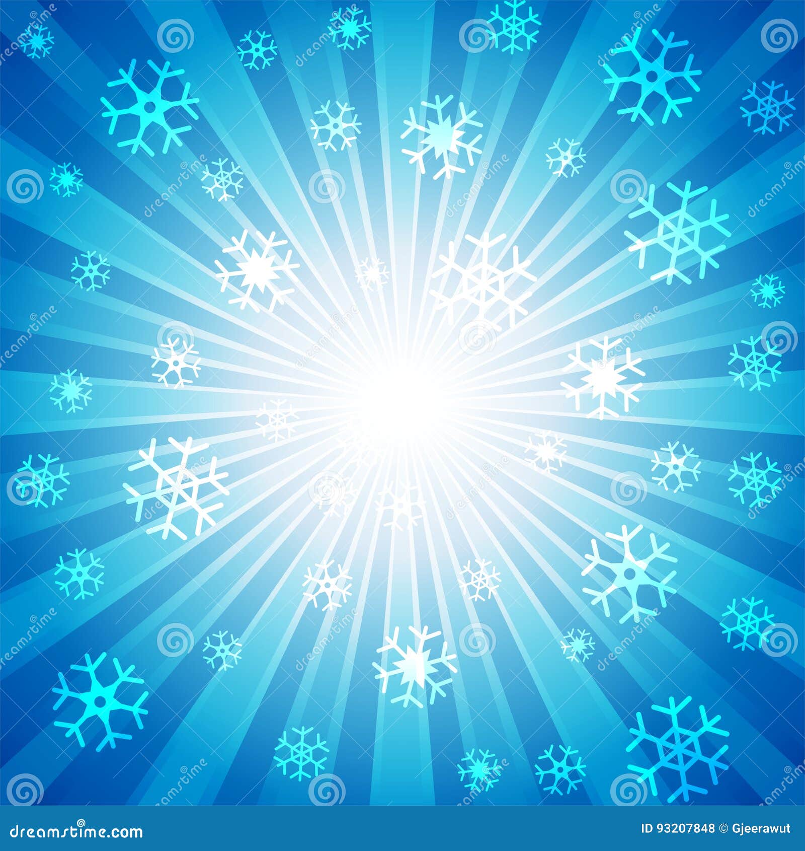 Blue Burst with Many White Snowflake for Abstract Design Background ...