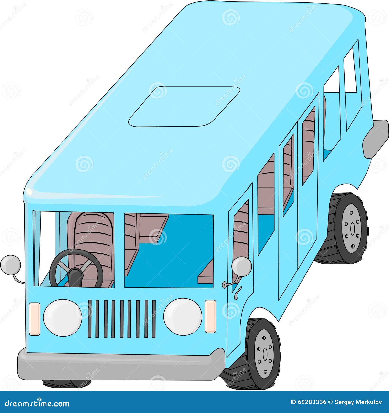 Blue bus stock vector. Illustration of little, vehicle - 69283336