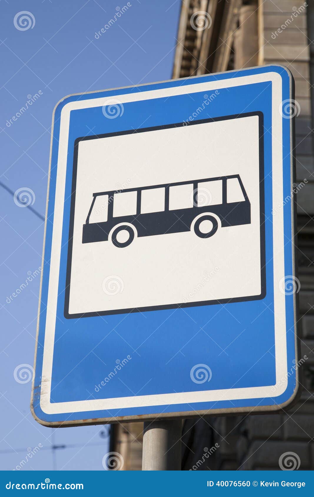 Blue Bus Stop Sign stock photo. Image of town, urban - 40076560