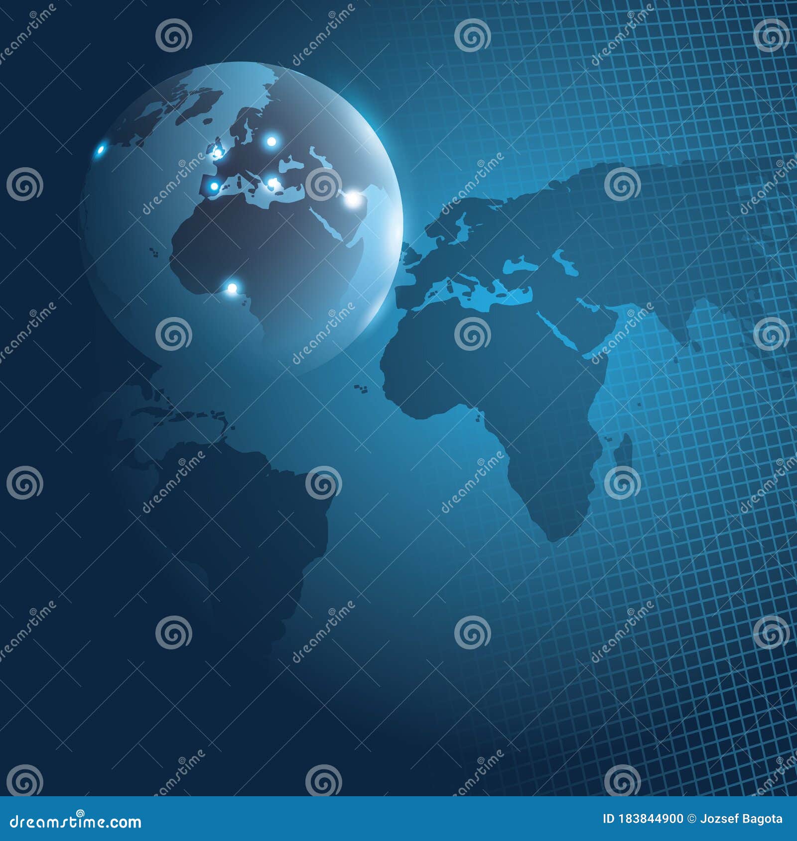 Blue Business Background Concept with Earth Map Stock Vector ...