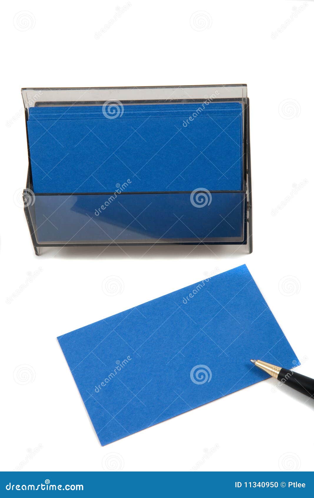 Blue Business (blank) Card on White with Pen. Stock Photo - Image of ...