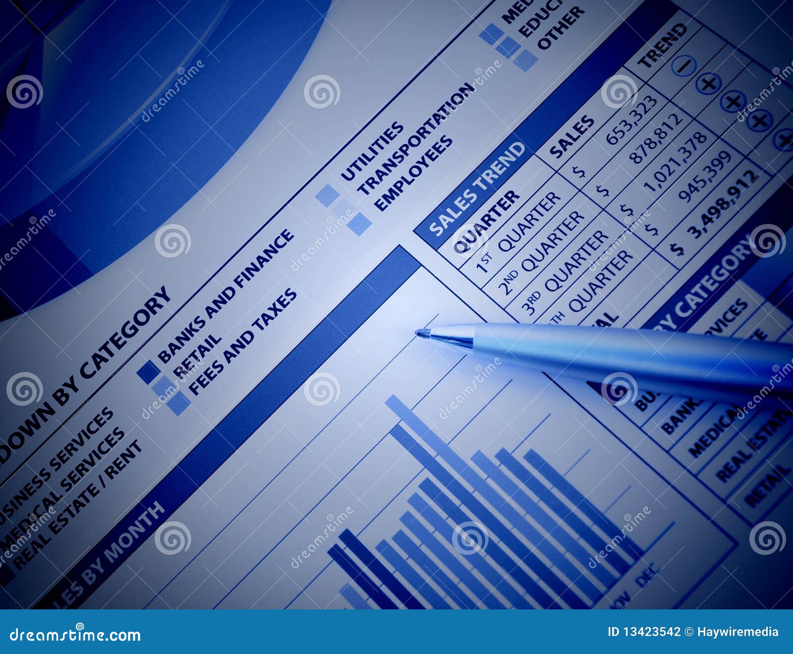Blue Business Financial Chart Graph Stock Photo - Image of earn, growth ...