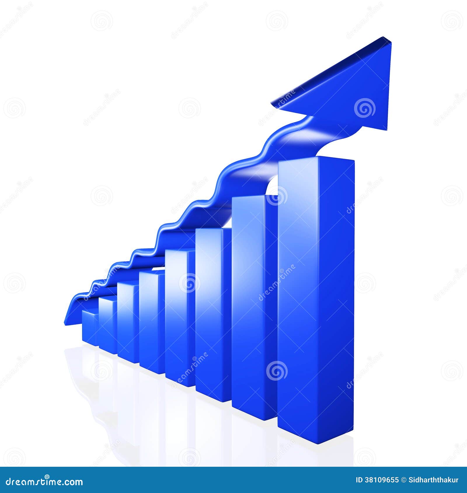 Blue Business Growth Bars and Arrow Stock Illustration - Illustration ...