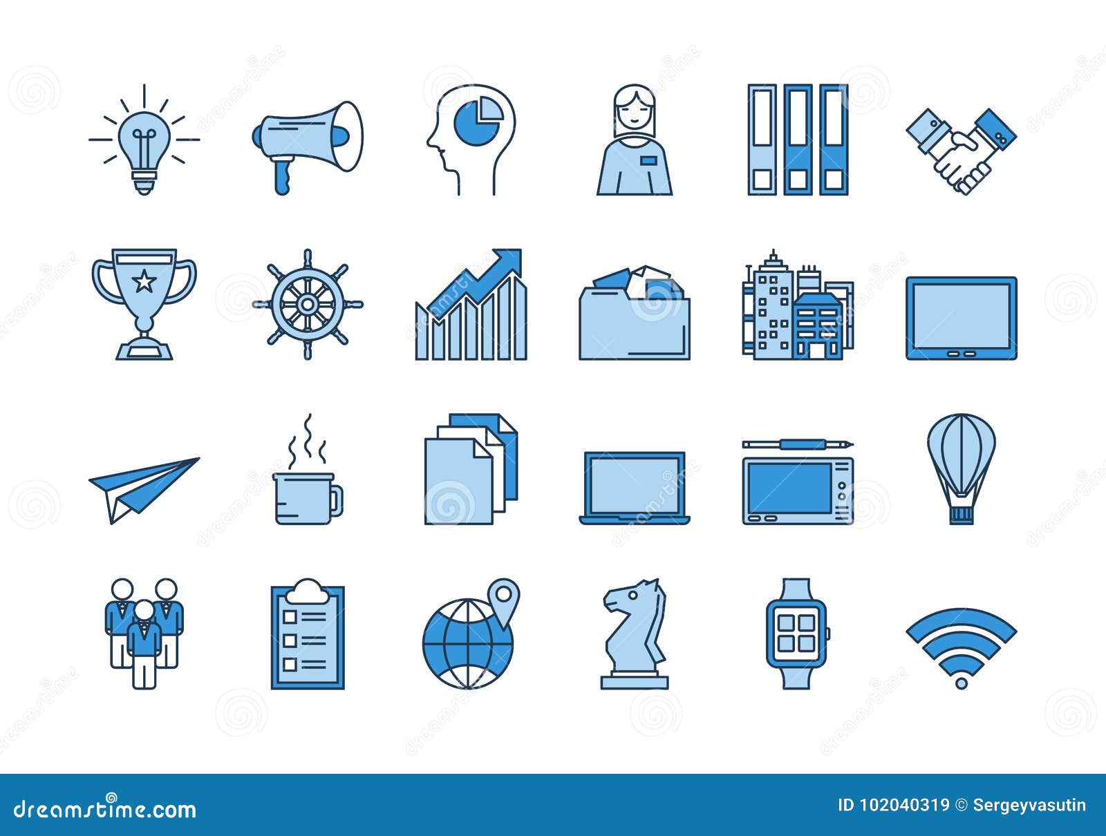 02 Blue BUSINESS icons set stock vector. Illustration of design - 102040319