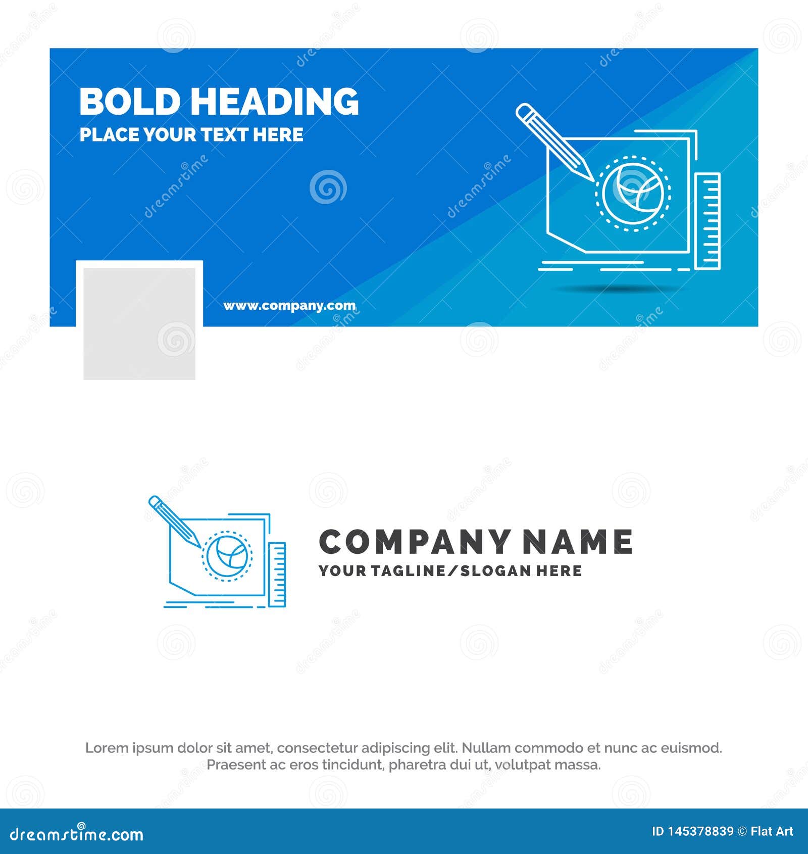 Blue Business Logo Template for Content, Design, Frame, Page, Text. Facebook Timeline Banner ...
