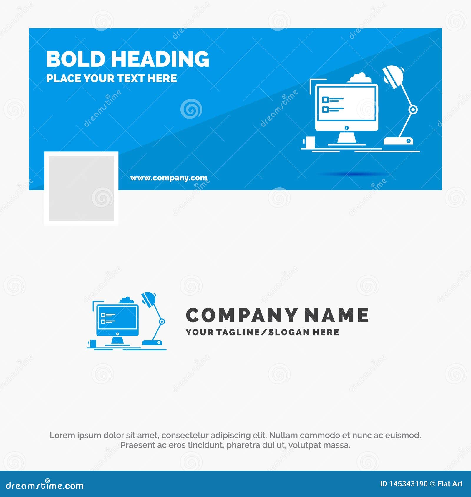 Blue Business Logo Template for Workplace, Workstation, Office, Lamp ...