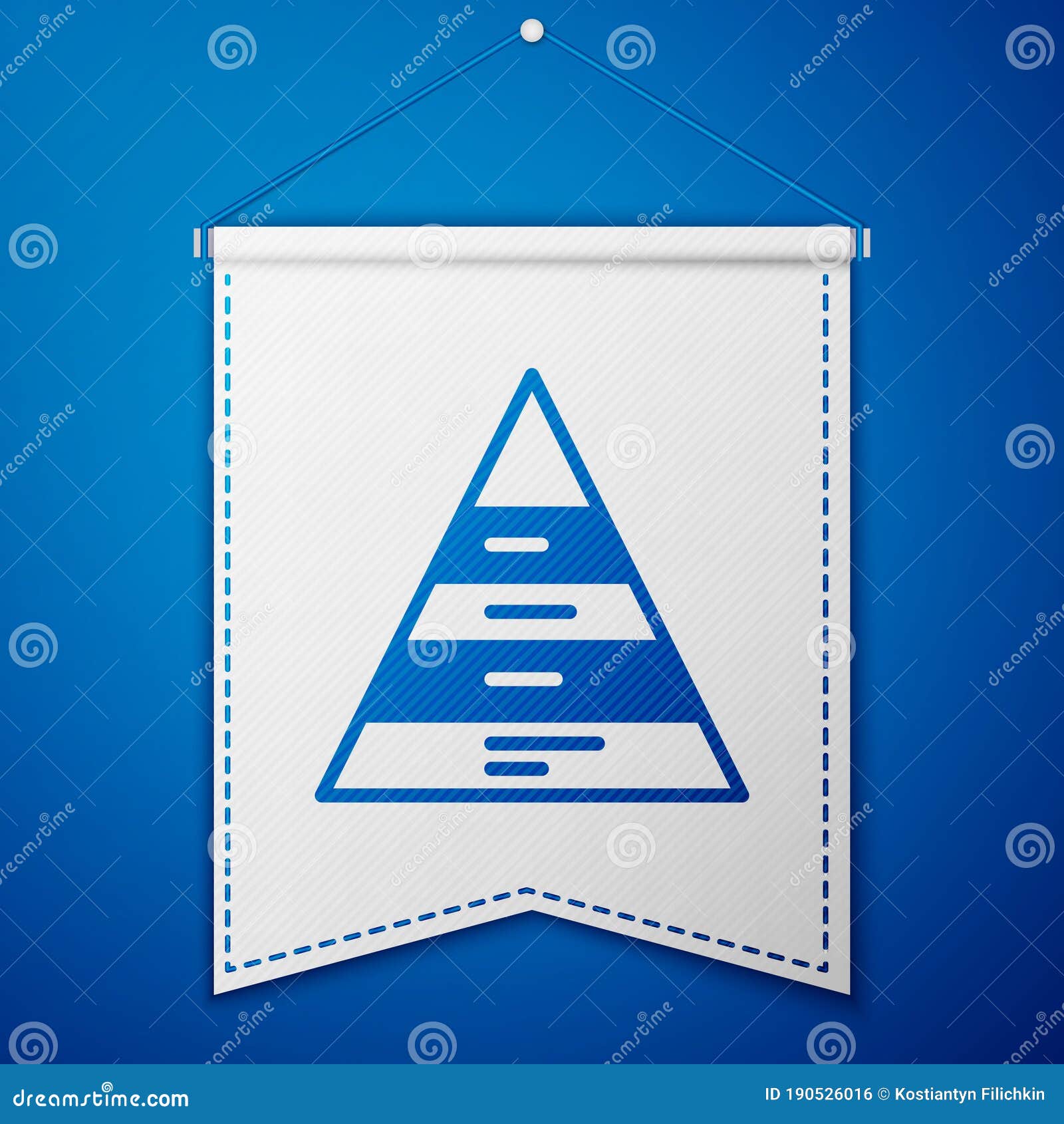 Blue Business Pyramid Chart Infographics Icon Isolated on Blue ...