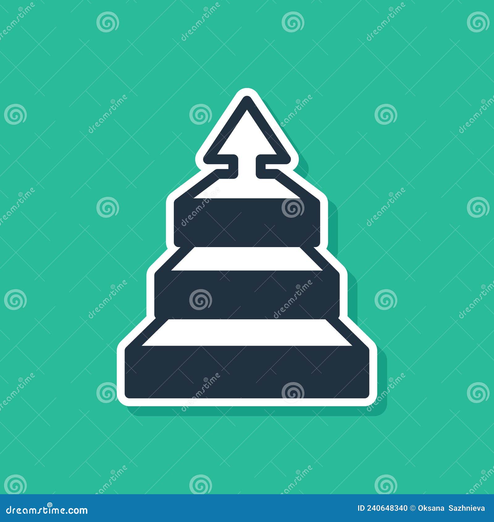 Blue Business Pyramid Chart Infographics Icon Isolated on Green ...
