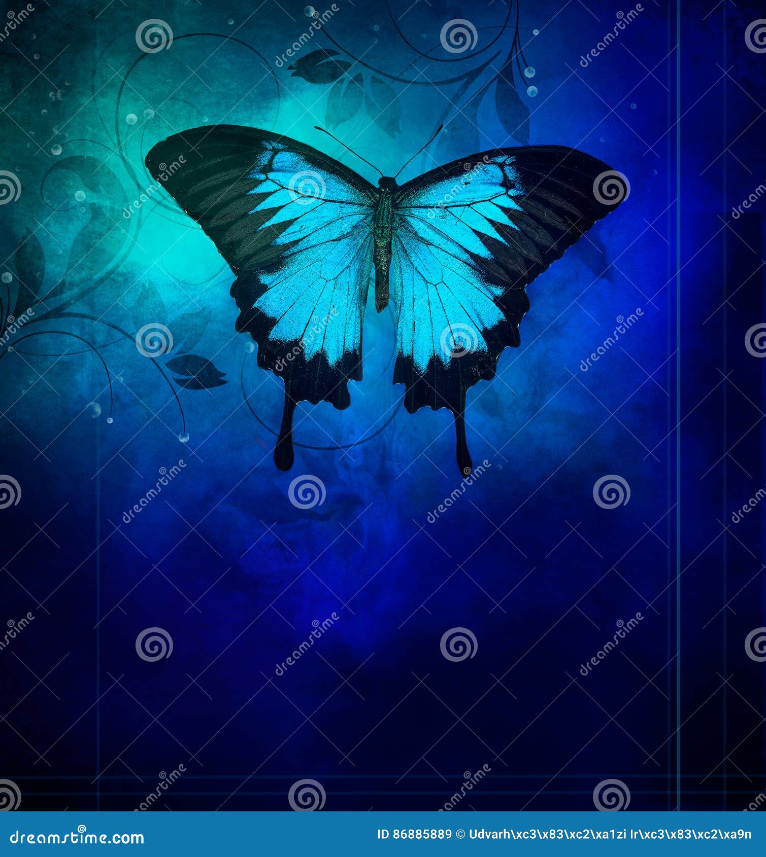 Two Blue Butterflies Sitting On Bright Sunny Yellow Meado Royalty-Free ...