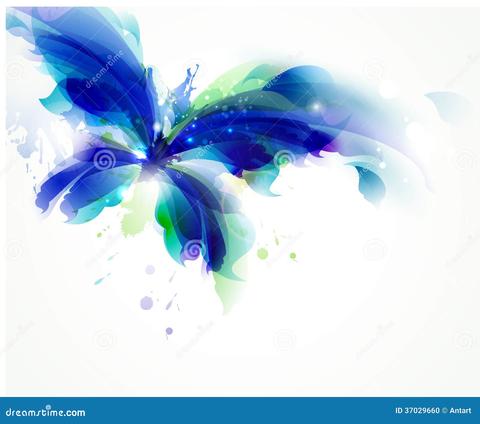 Blue Butterfly. Vector Illustration Of Exotic Butterfly Isolated On ...