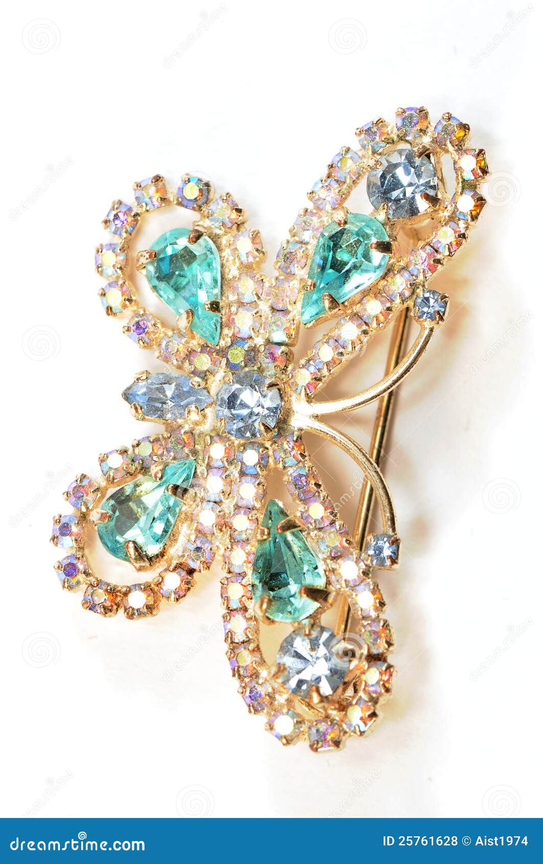 The Blue Butterfly with Crystal Stock Photo - Image of brooch, colored ...