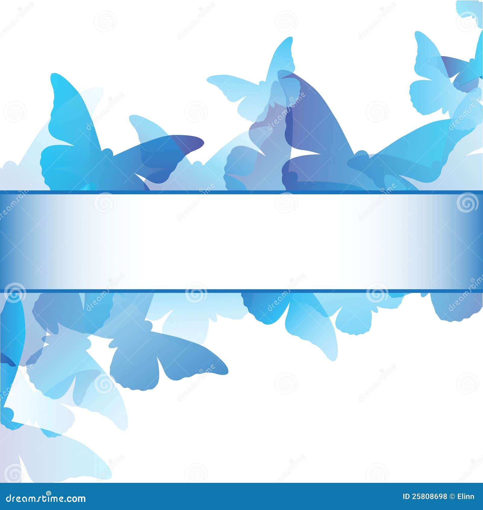 Blue Butterfly Frame Design Stock Vector - Illustration of template ...