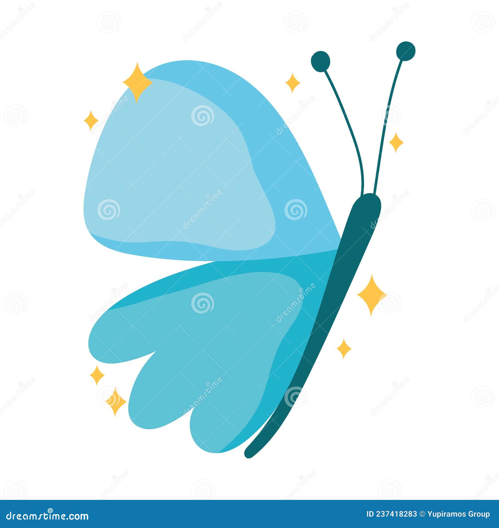 Blue butterfly icon stock vector. Illustration of simple - 237418283