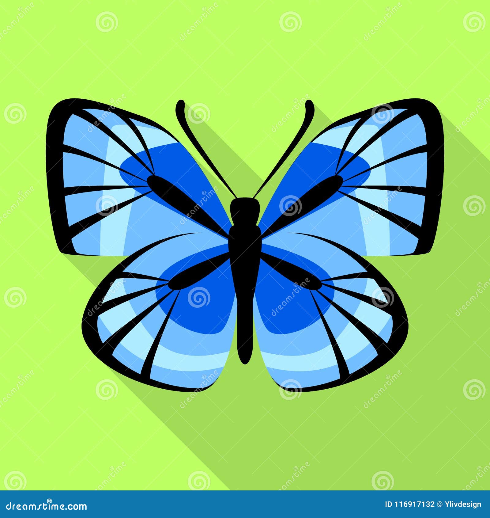 Blue Butterfly Icon, Flat Style Stock Vector - Illustration of menelaus ...