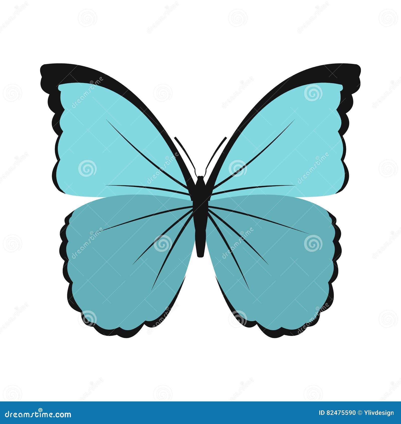 Blue Butterfly Icon in Flat Style Stock Vector - Illustration of bright ...