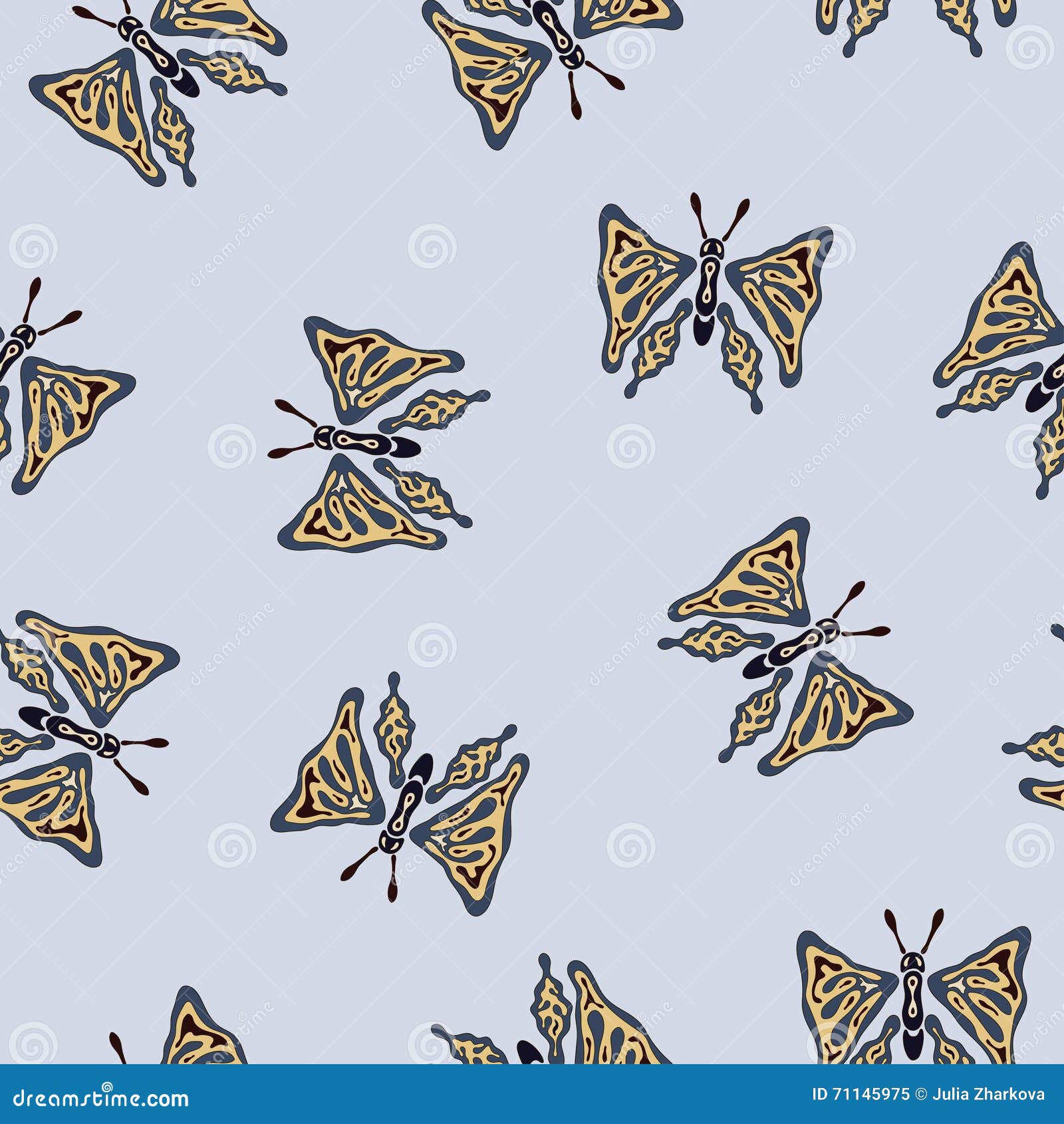 Blue butterfly pattern stock vector. Illustration of gray - 71145975