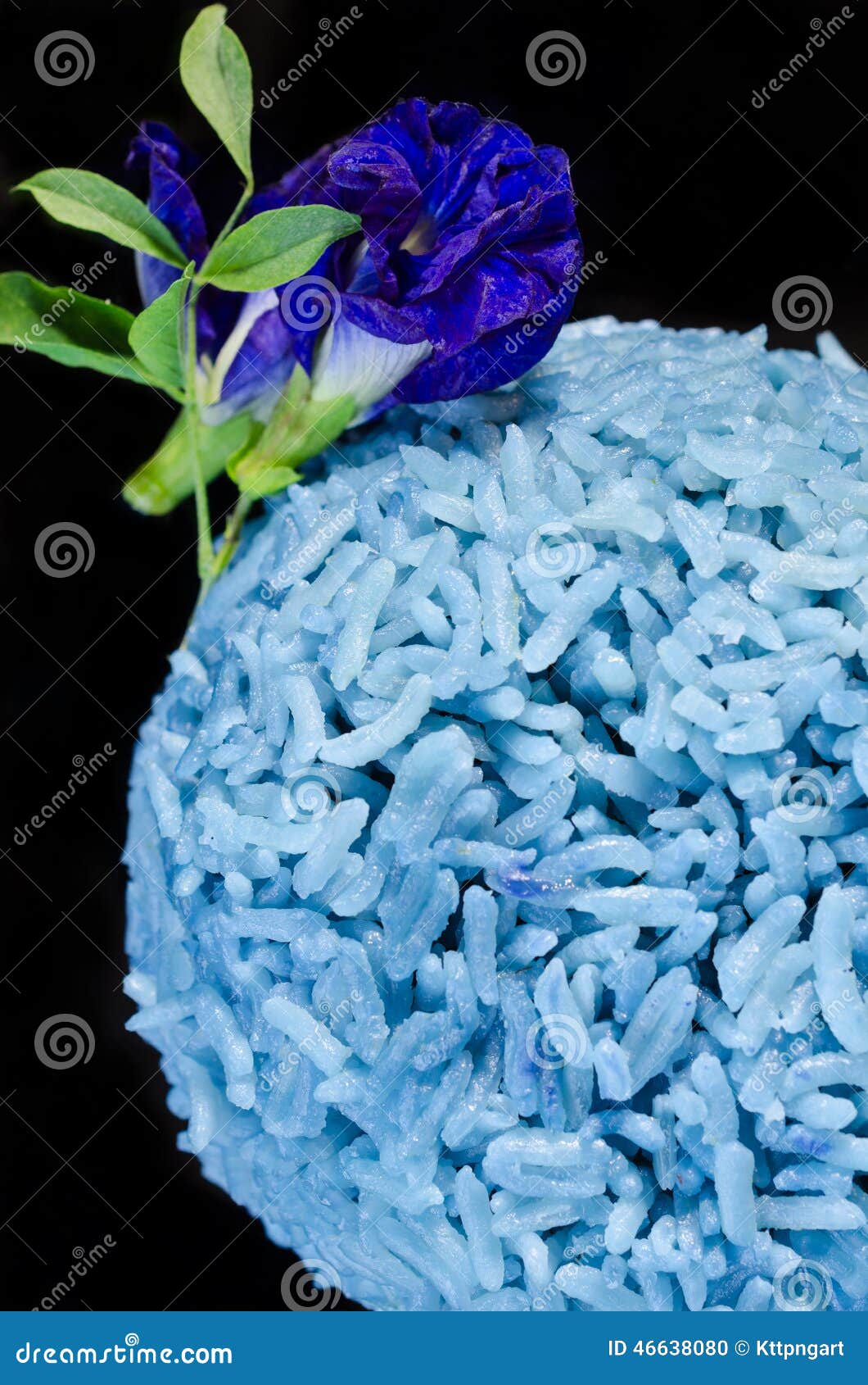 Blue Butterfly Pea Cooked Rice Stock Photo - Image of health, thai ...