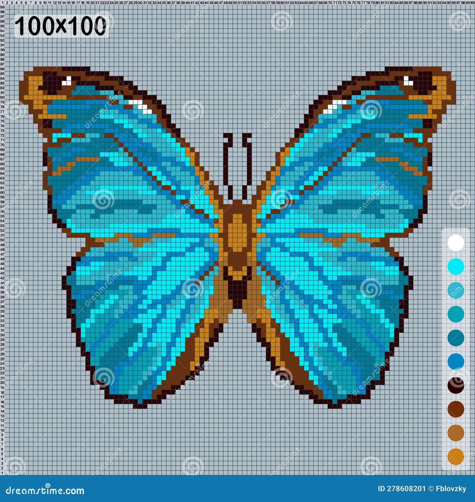 Blue Butterfly, Scheme for Knitting or Cross-stitch Stock Vector ...