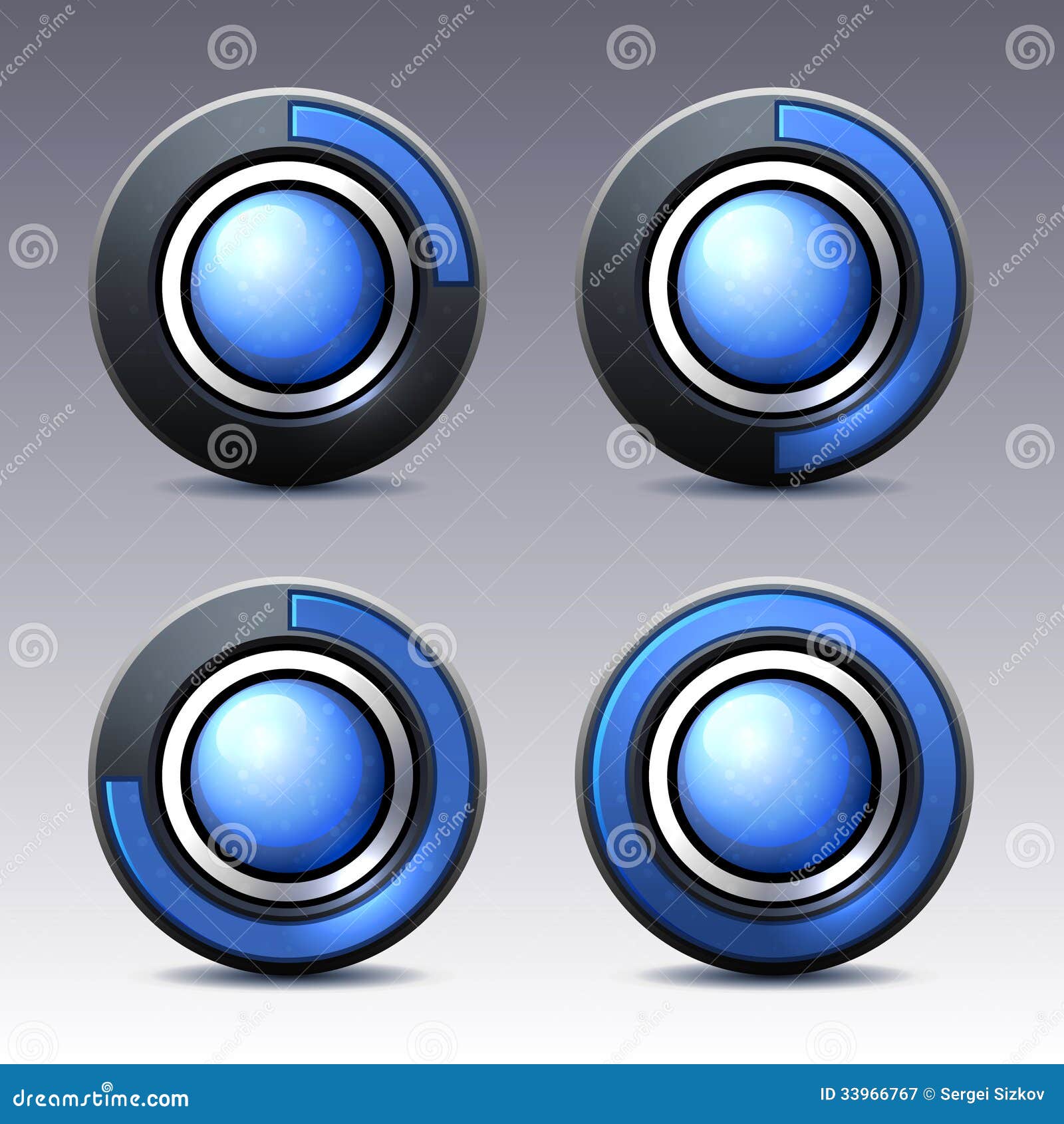 Blue Button with Digital Timer. Vector. Stock Vector - Illustration of ...