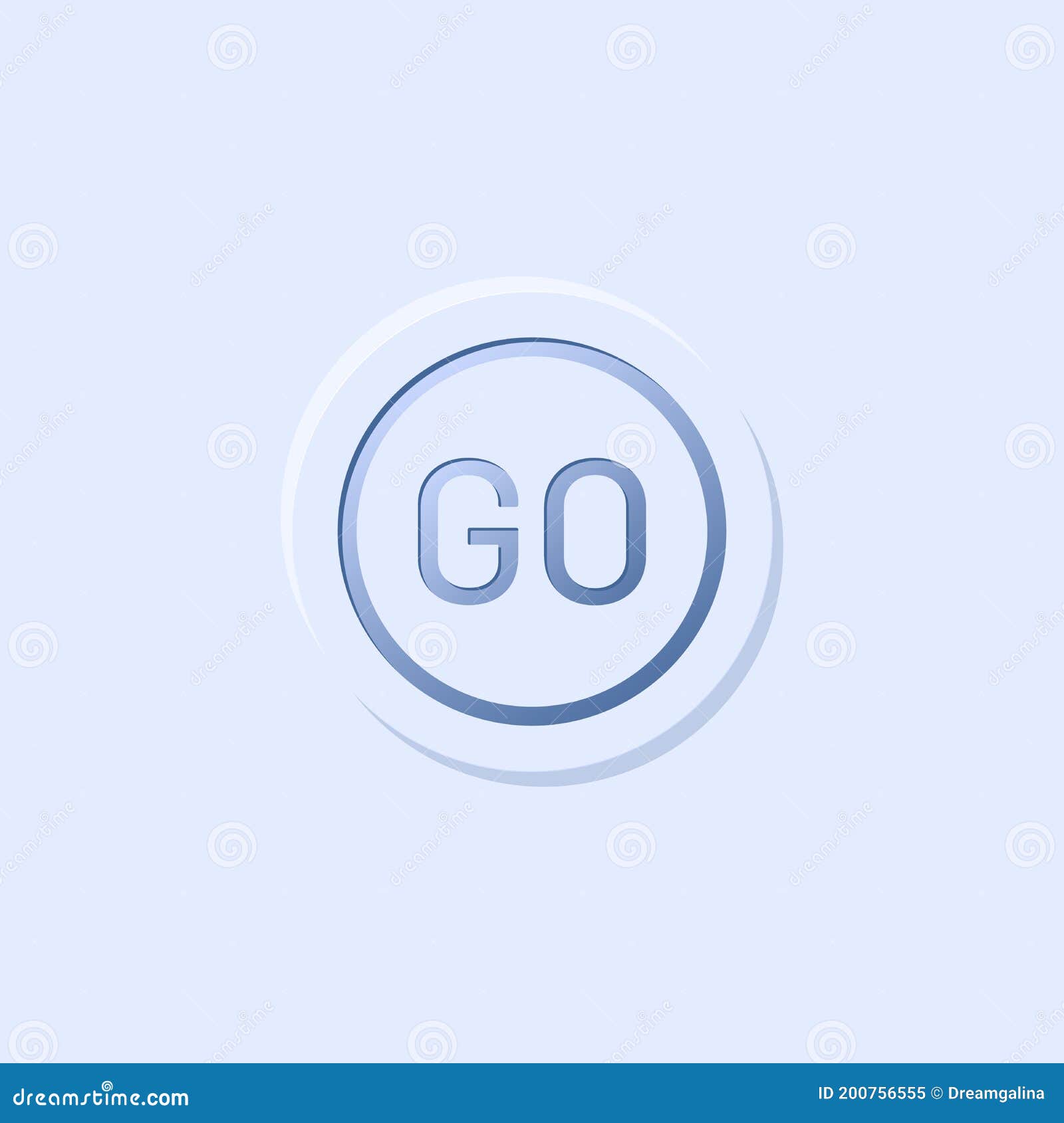 Blue button go icon stock vector. Illustration of graphic - 200756555
