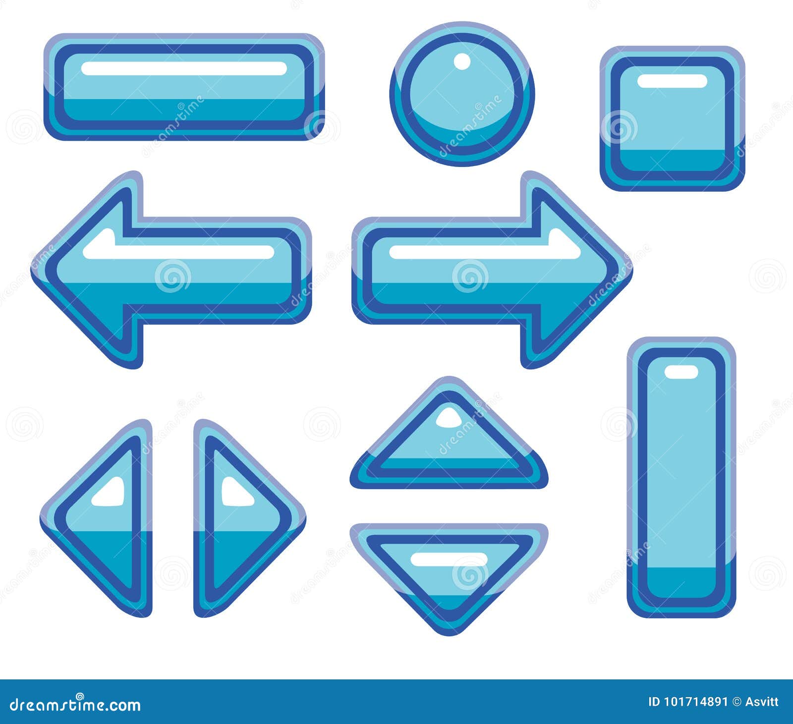 Blue button interface stock vector. Illustration of pointer - 101714891