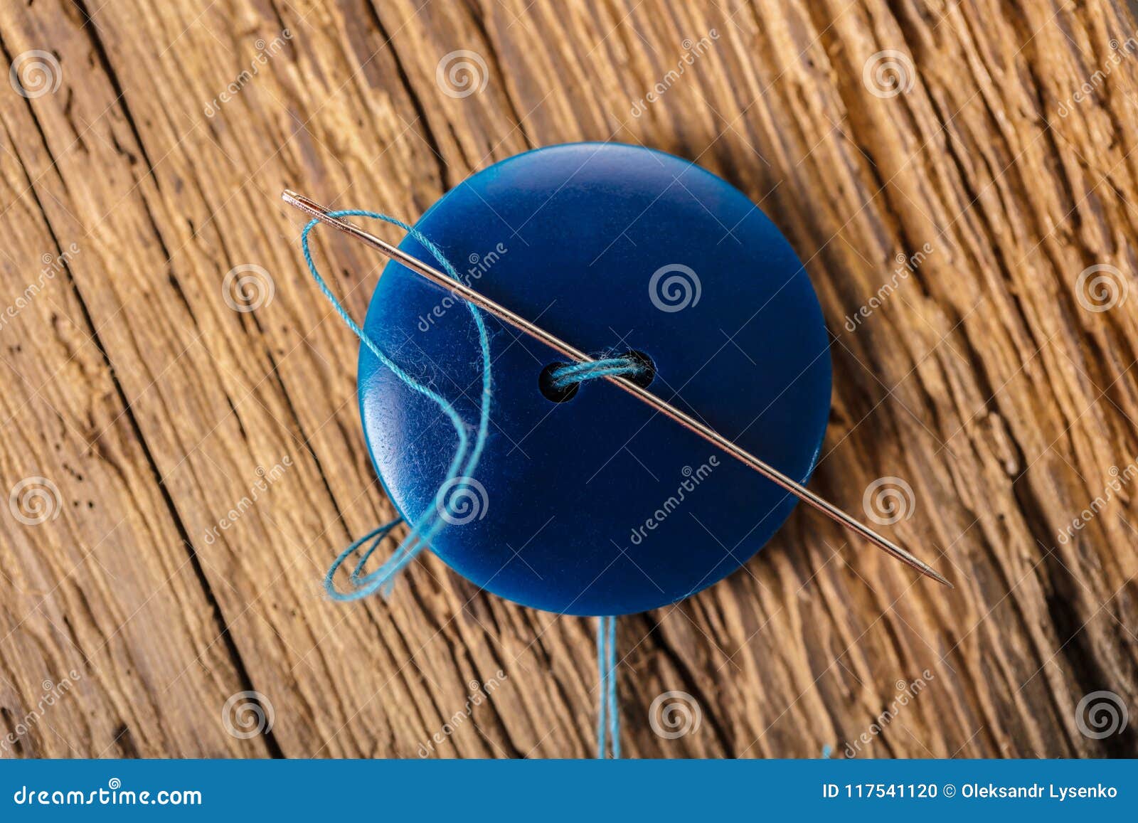 Blue button with needle stock photo. Image of buttons - 117541120