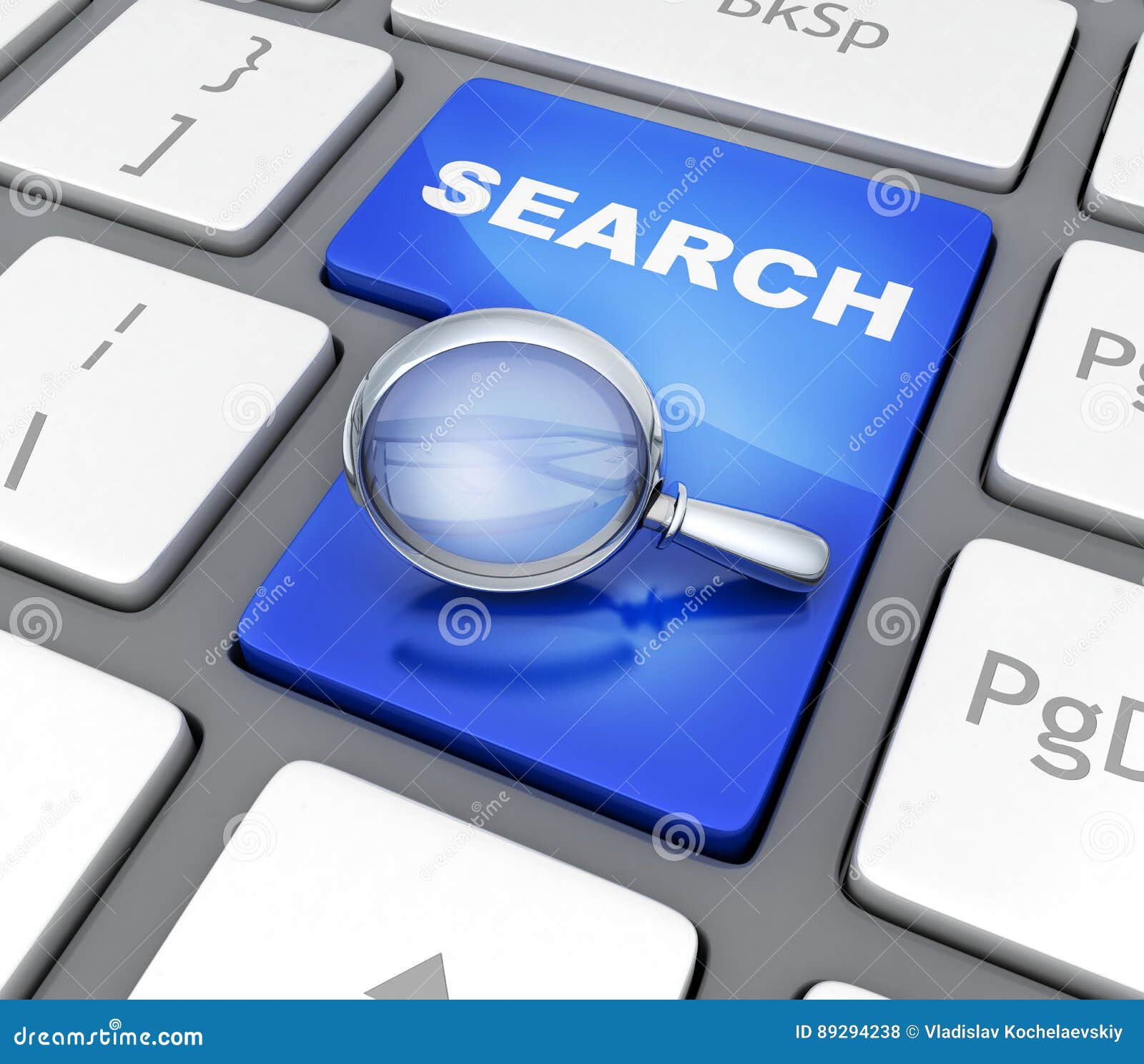 Blue Button Search and Lens Stock Illustration - Illustration of site ...