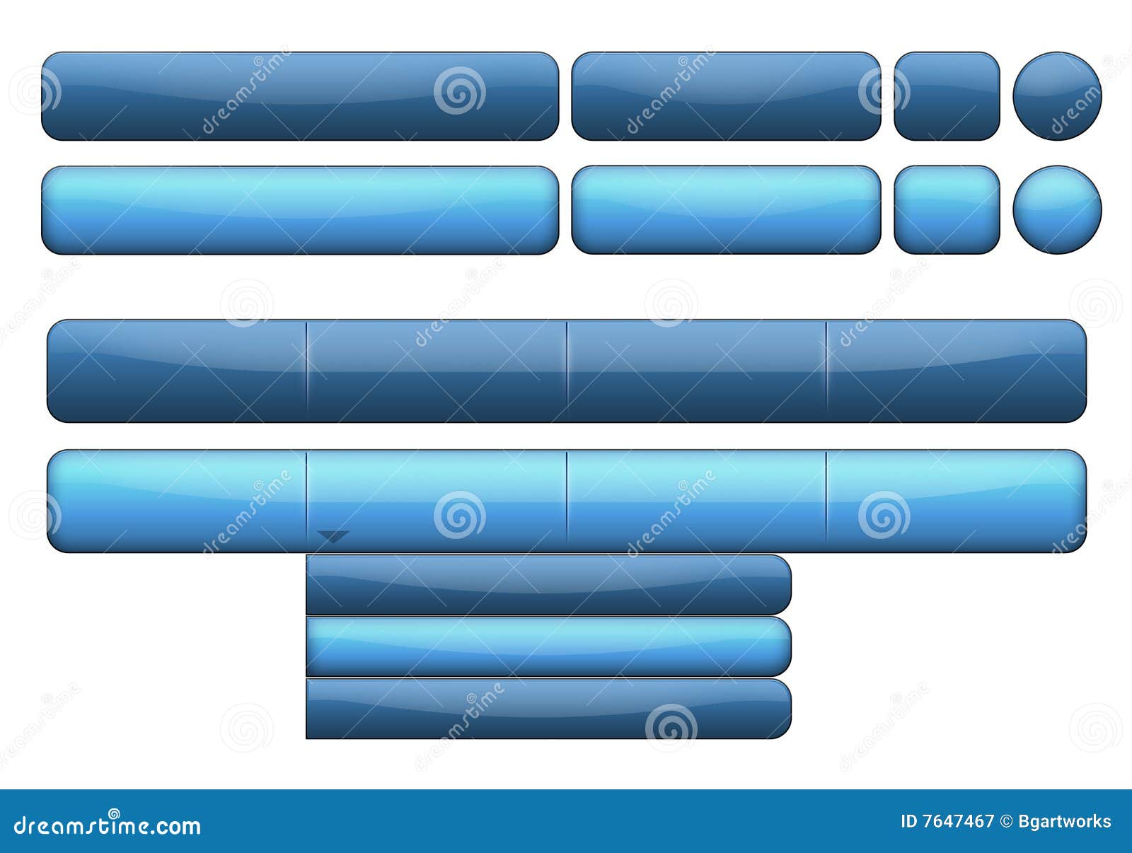 Blue button set stock illustration. Illustration of square - 7647467