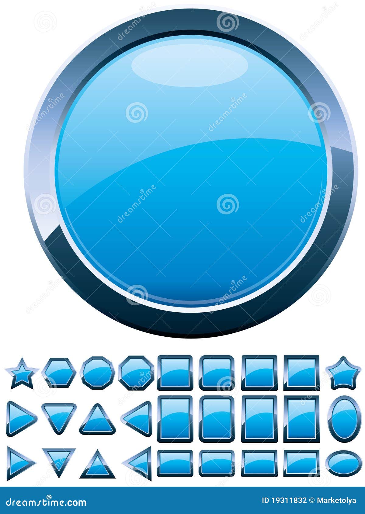 Blue buttons stock vector. Illustration of glossy, shine - 19311832