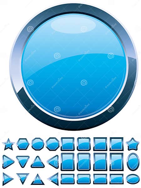 Blue buttons stock vector. Illustration of glossy, shine - 19311832