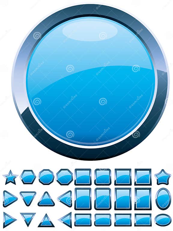 Blue buttons stock vector. Illustration of glossy, shine - 19311832