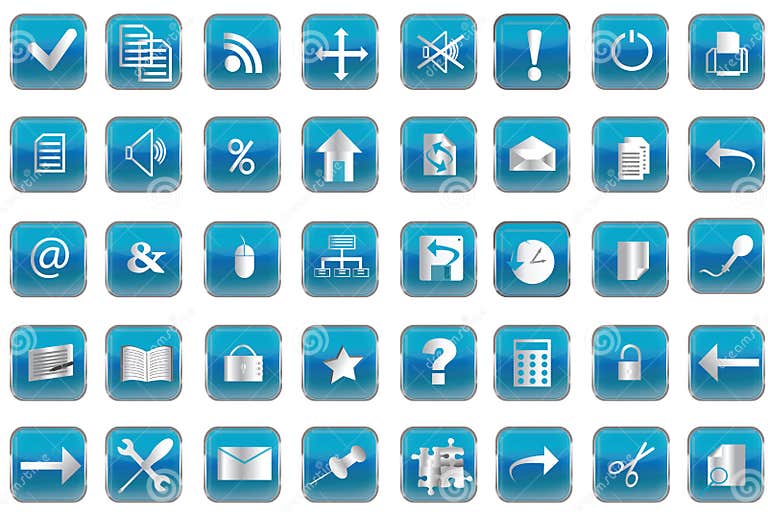 Blue Buttons with Icons for Pc Stock Illustration - Illustration of ...