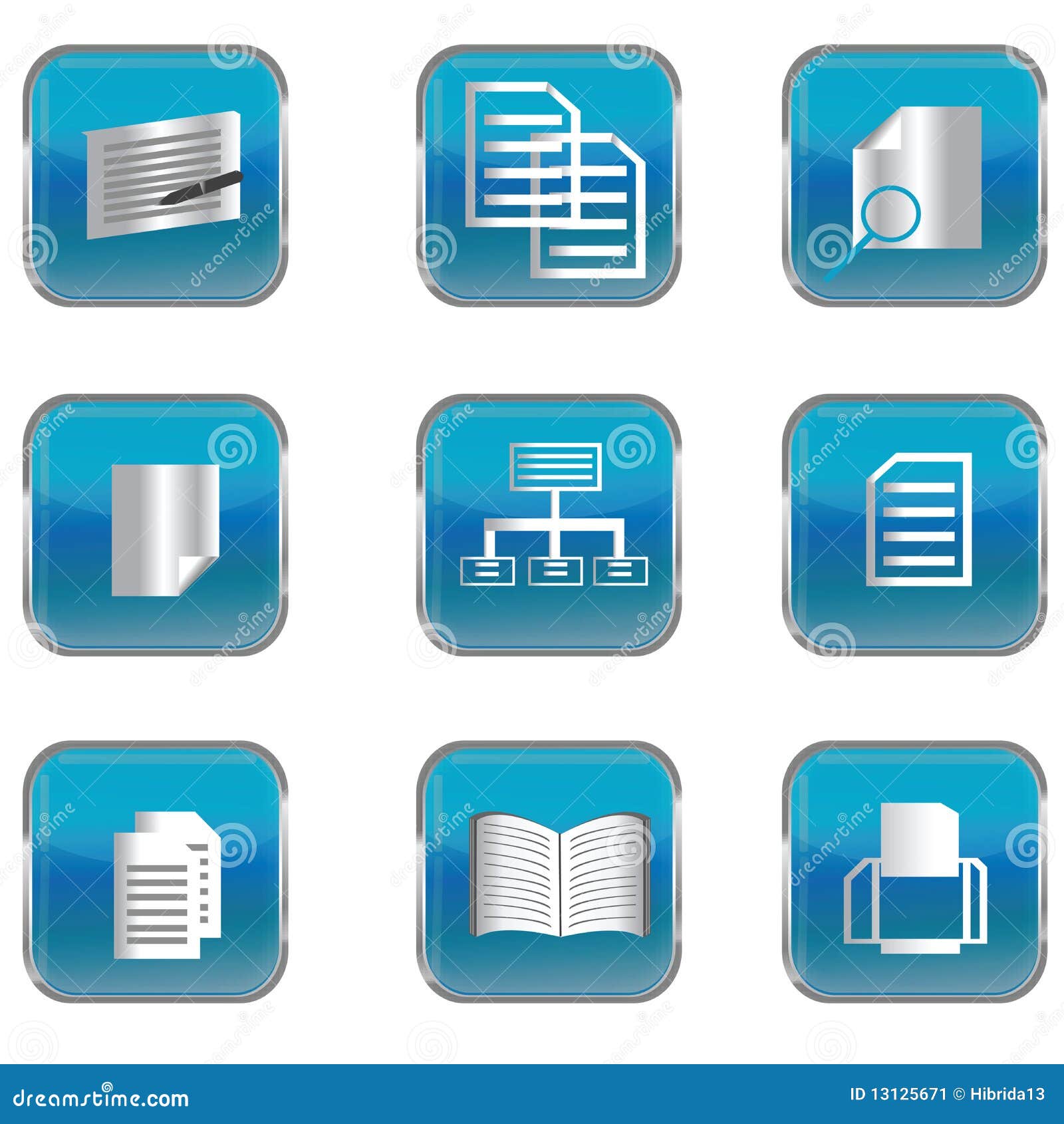 Blue Buttons with Pc Blue Icons Stock Illustration - Illustration of ...