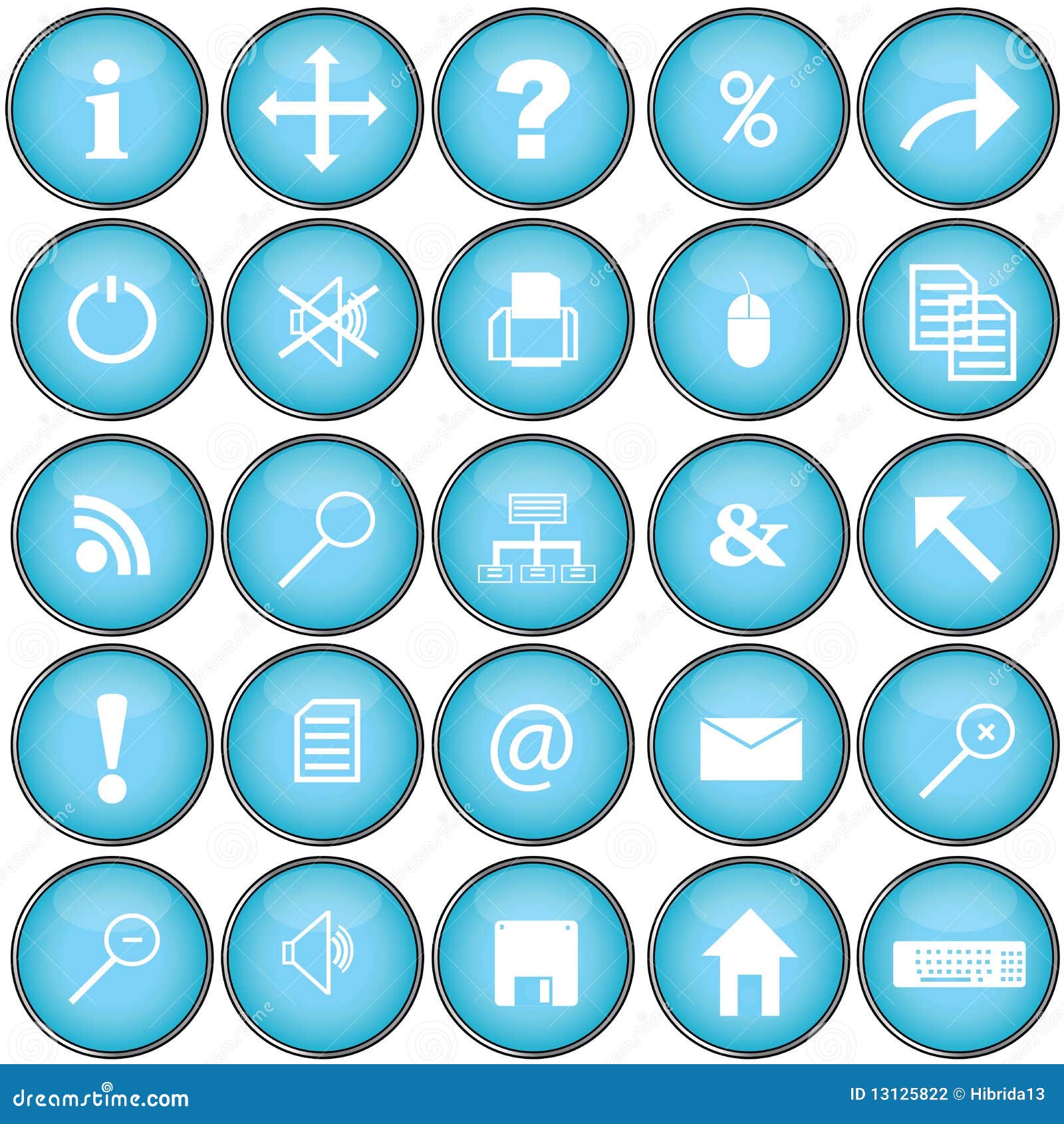Blue Buttons with Pc Symbols Stock Illustration - Illustration of ...