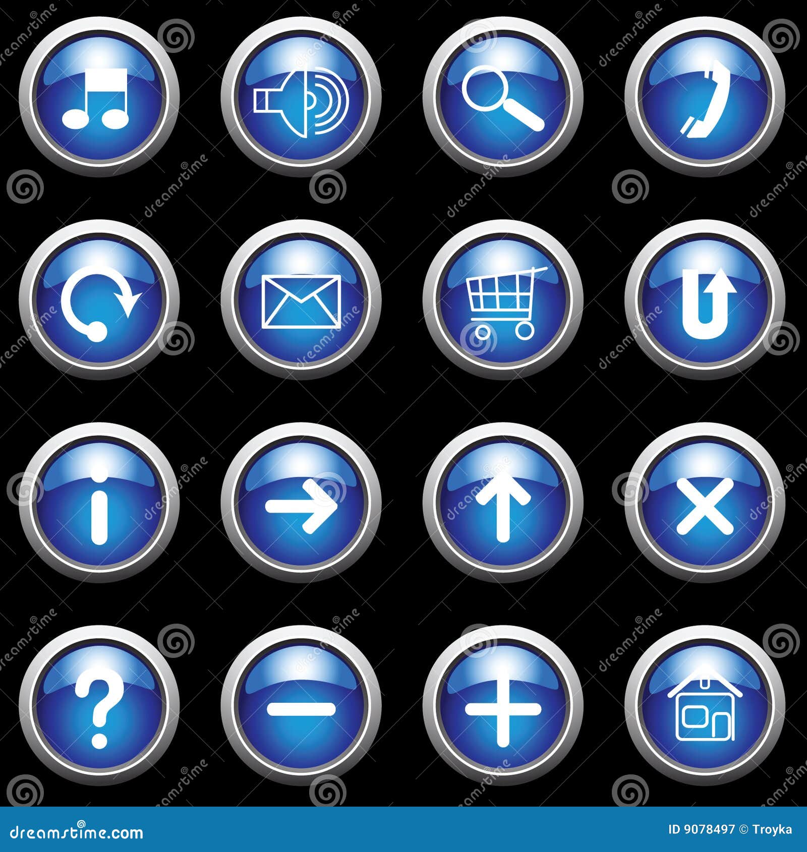 Blue Buttons with White Symbols. Stock Vector - Illustration of enter ...