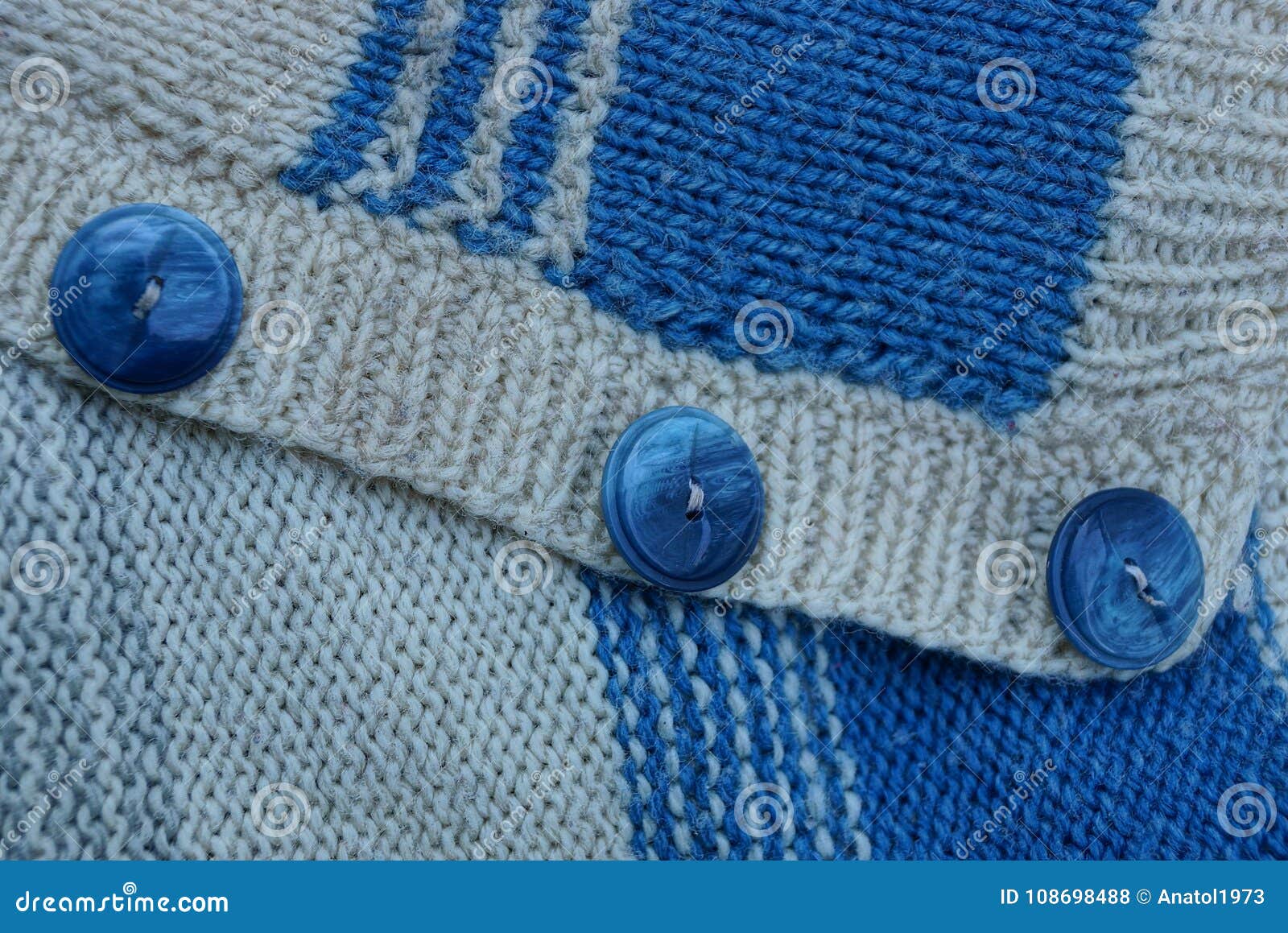Blue Gray Woolen Texture of a Sweater with Three Buttons Stock Photo ...