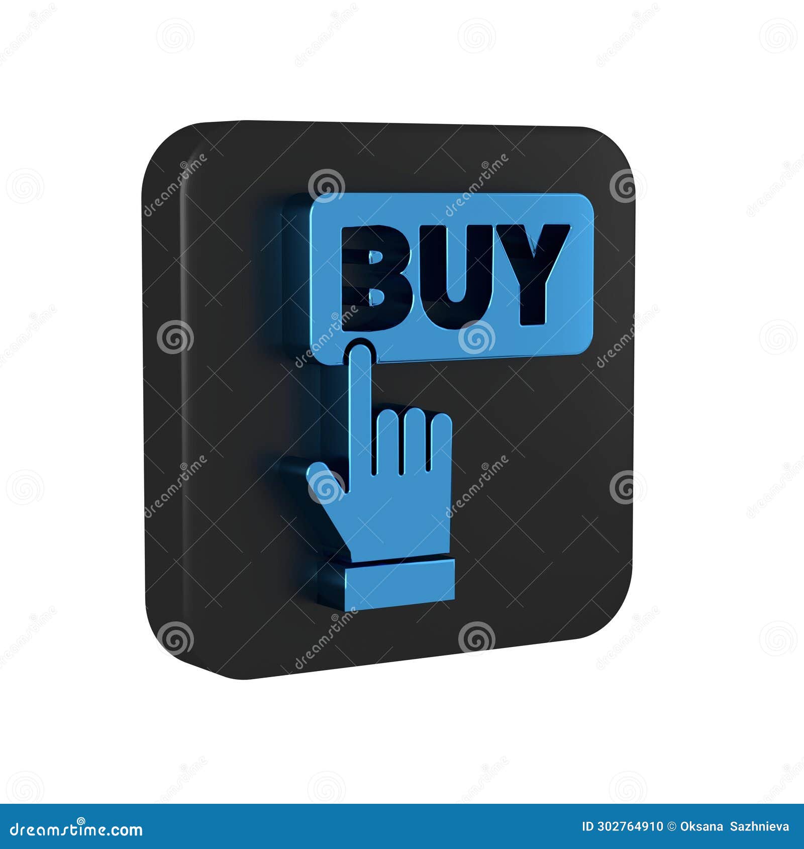 Blue Buy Button Icon Isolated on Transparent Background. Black Square ...