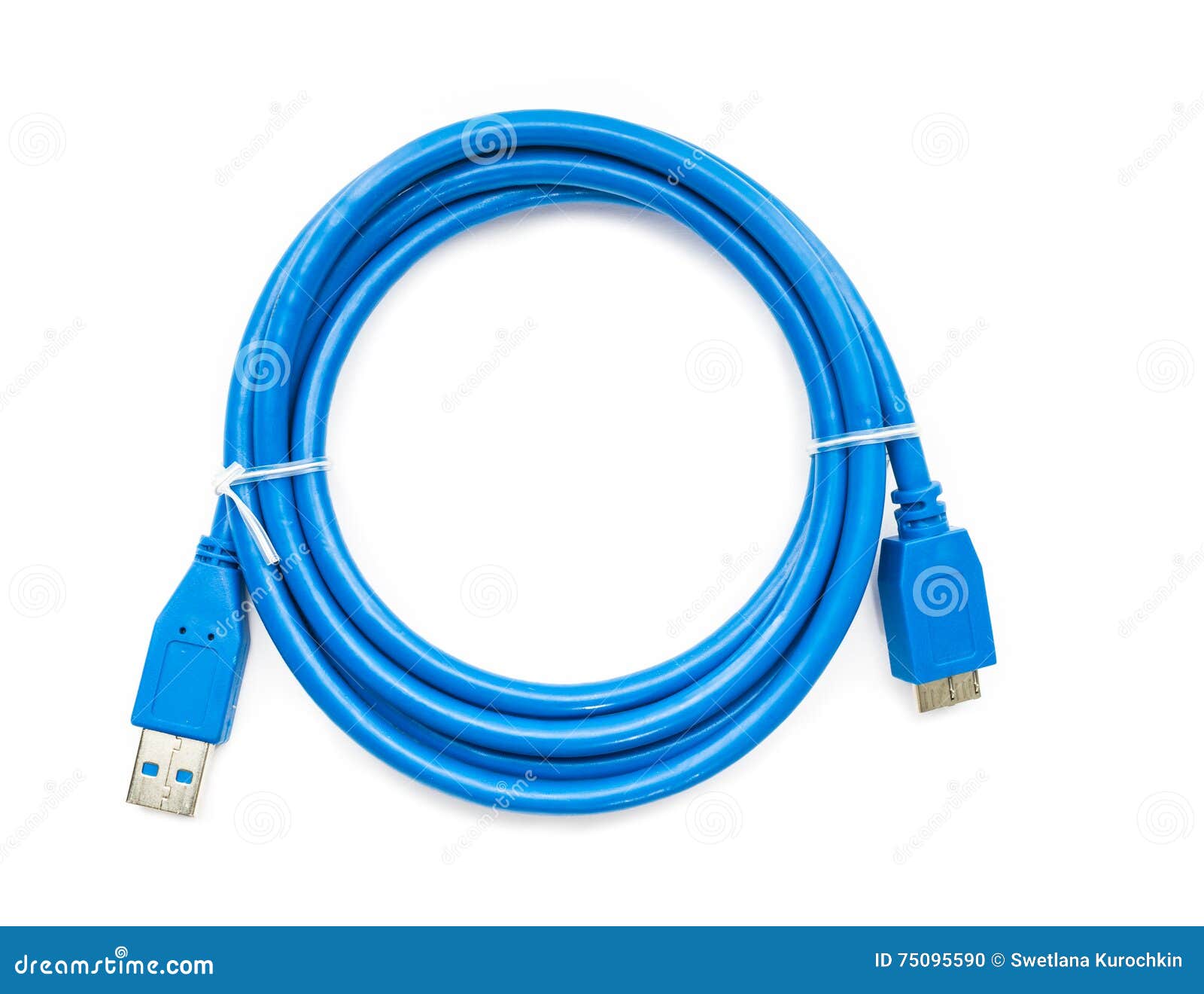 Blue Cable Usb To Microusb 3 Stock Photo - Image of line, connection ...