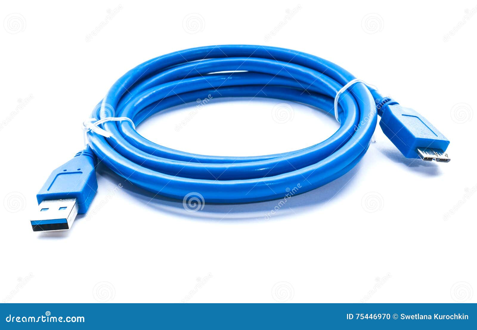 Blue Cable Usb To Microusb 3 Stock Photo - Image of micro, external ...