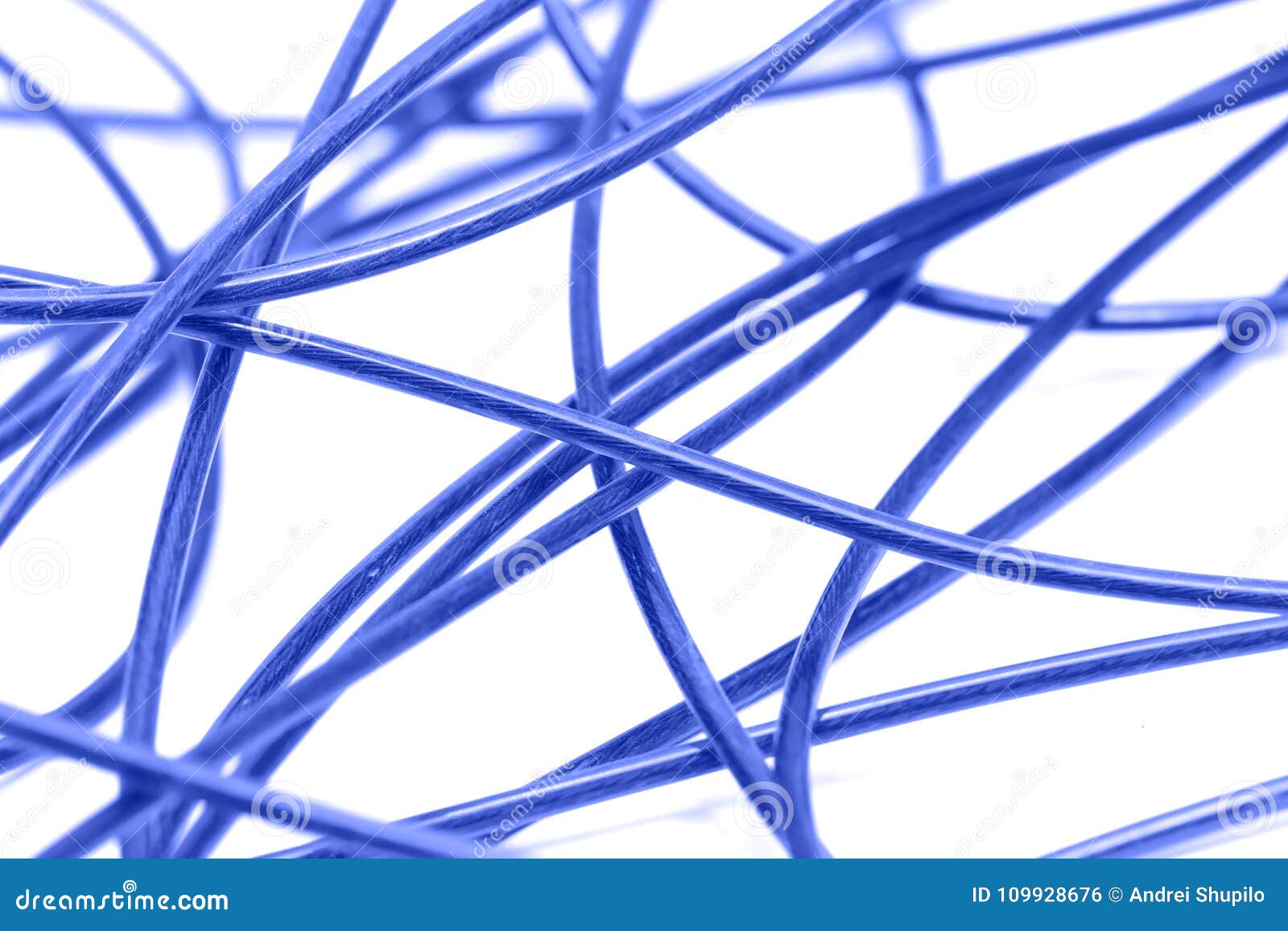 Blue Cable on a White Background Stock Photo - Image of global, color ...