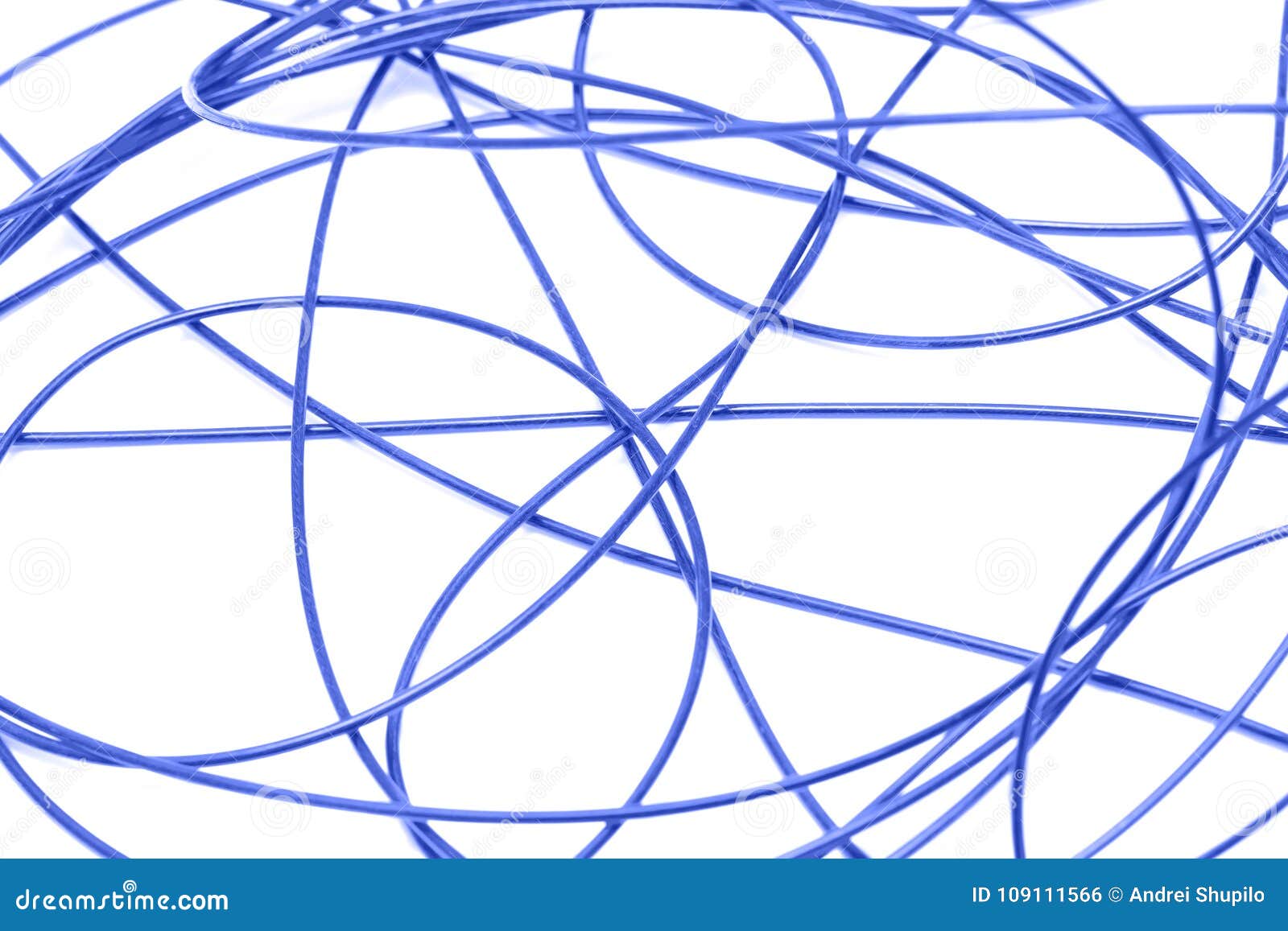 Blue Cable on a White Background Stock Photo - Image of date, curl ...