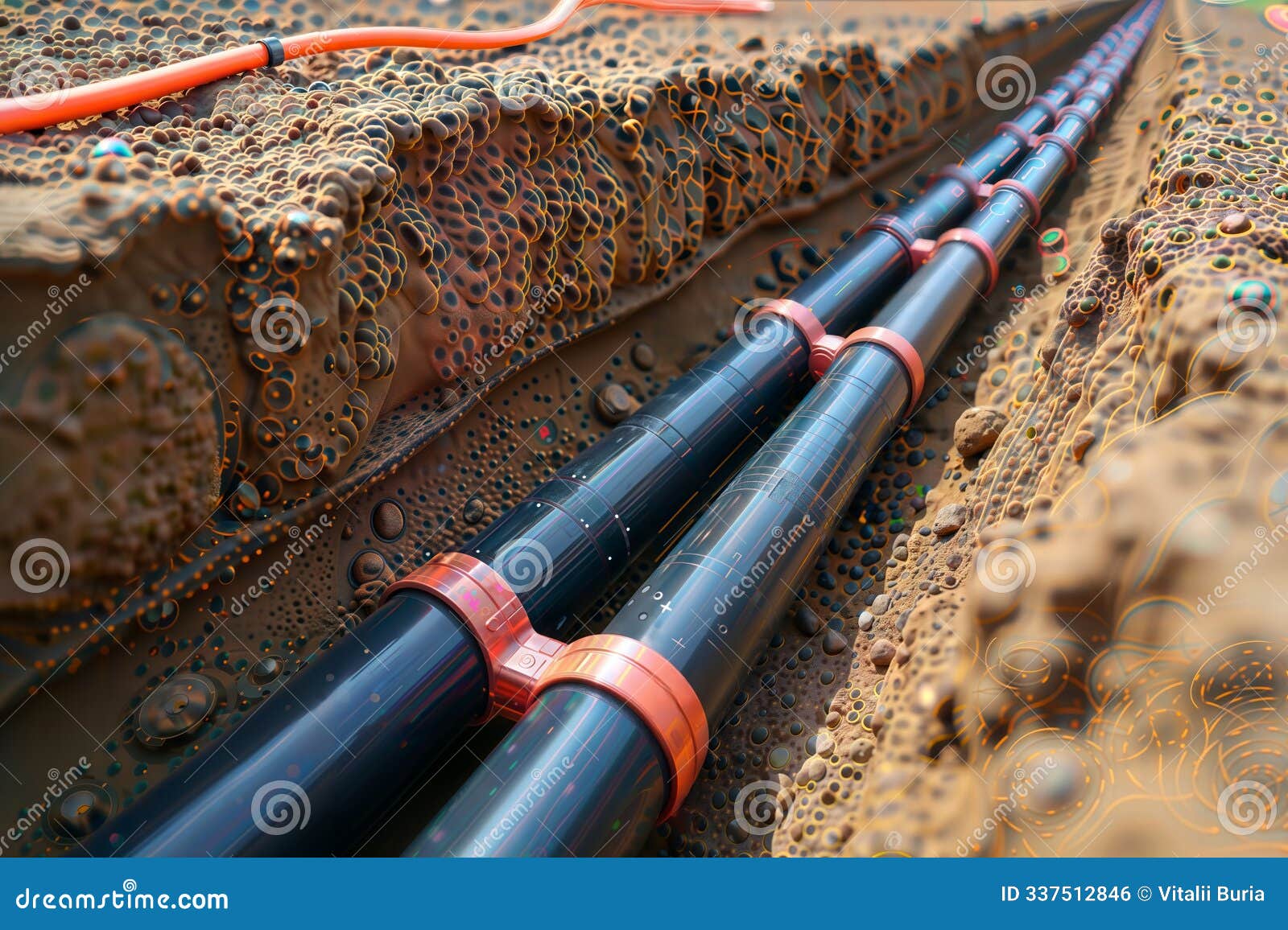 Blue Cables Submerged in Water with Intricate Patterns, Generative Ai ...