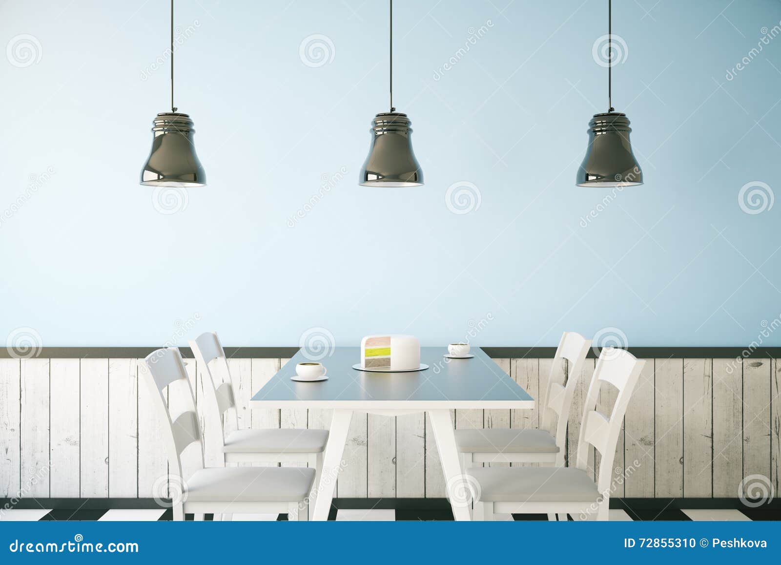 Blue cafe interior stock illustration. Illustration of decoration ...